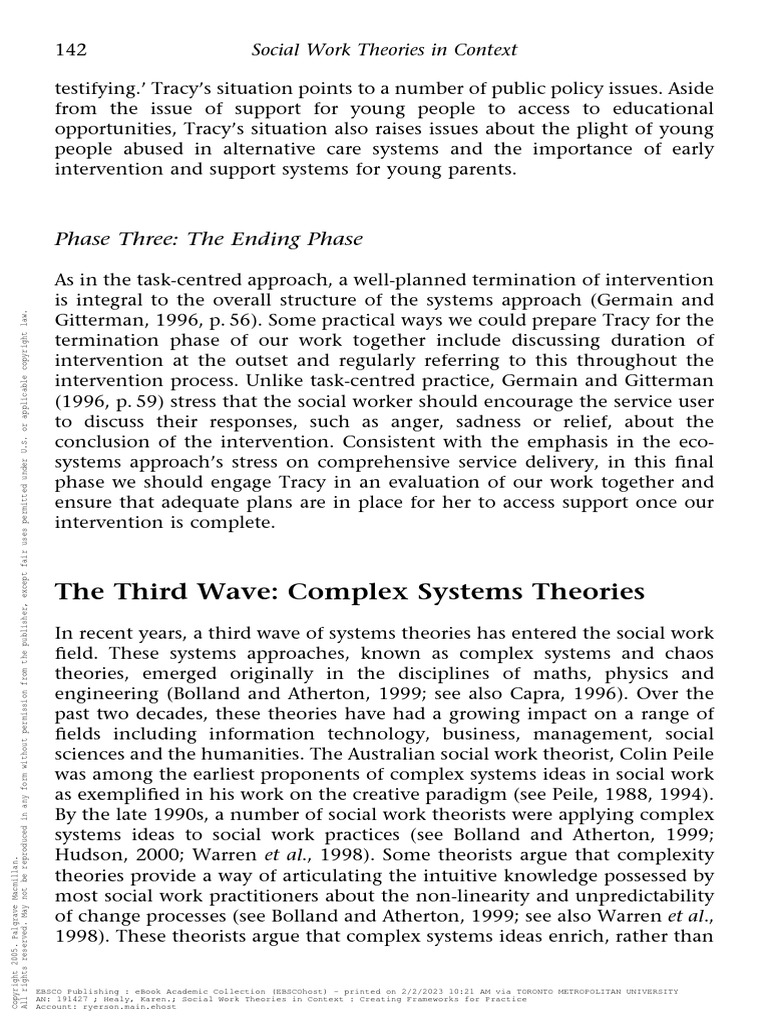 HealyKaren - 2005 - Chapter7ThreeWavesOfS - SocialWorkTheoriesInC 2 | PDF | System | Systems Theory