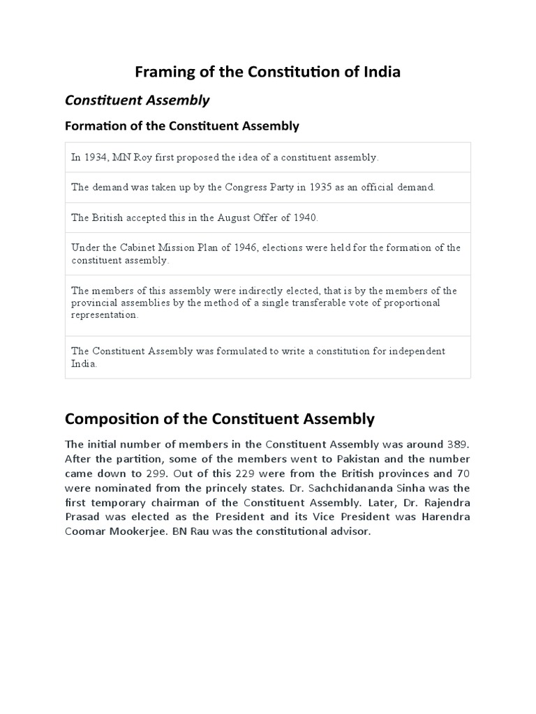 Framing of The Constitution of India | PDF