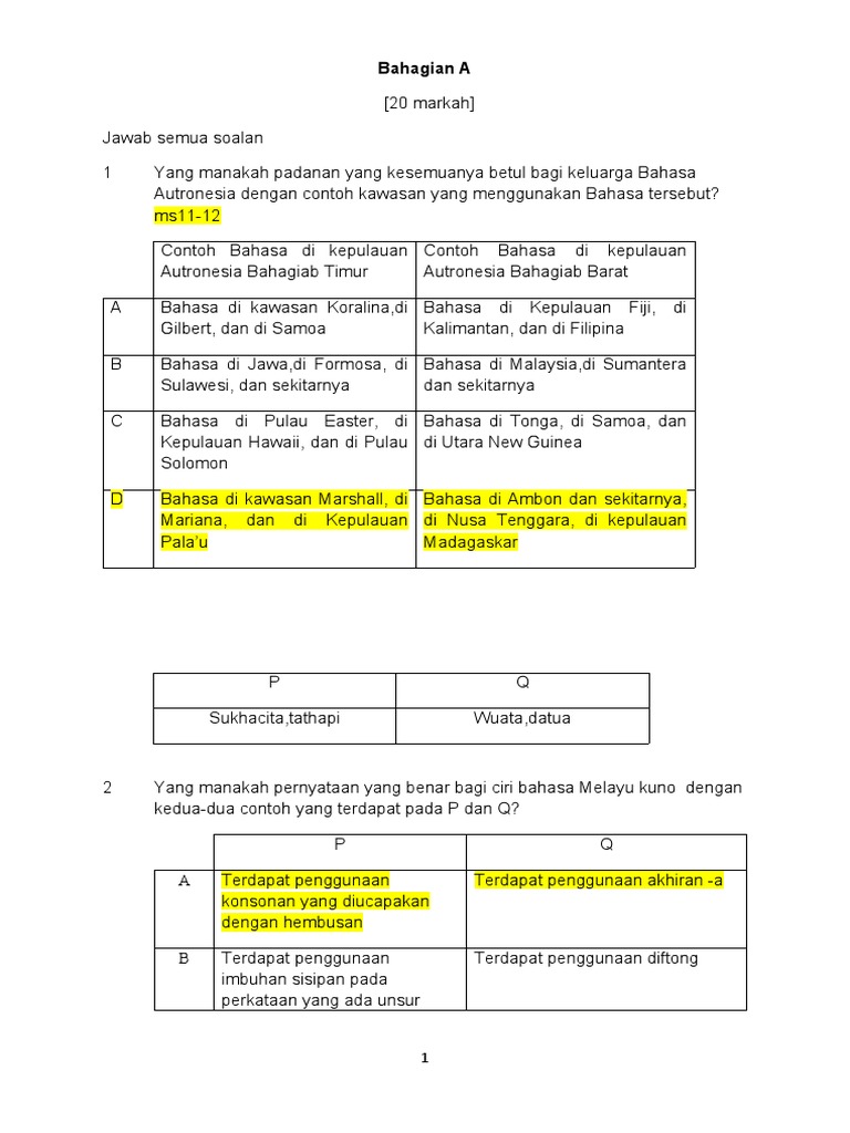 Latihan BM STPM Sem 1 | PDF