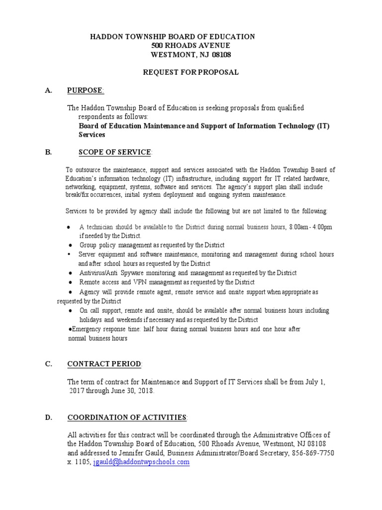 IT Maintenance Support Services Proposal | PDF | Affidavit | Request ...