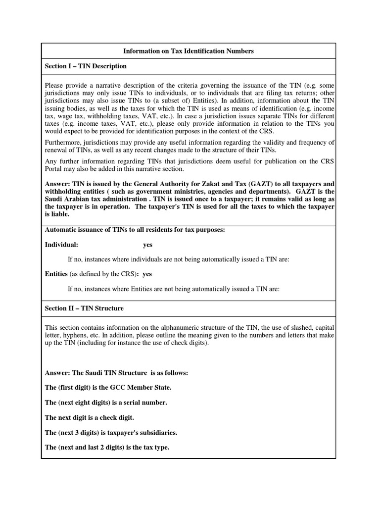 SaudiArabia TIN | PDF | Business | Finance & Money Management
