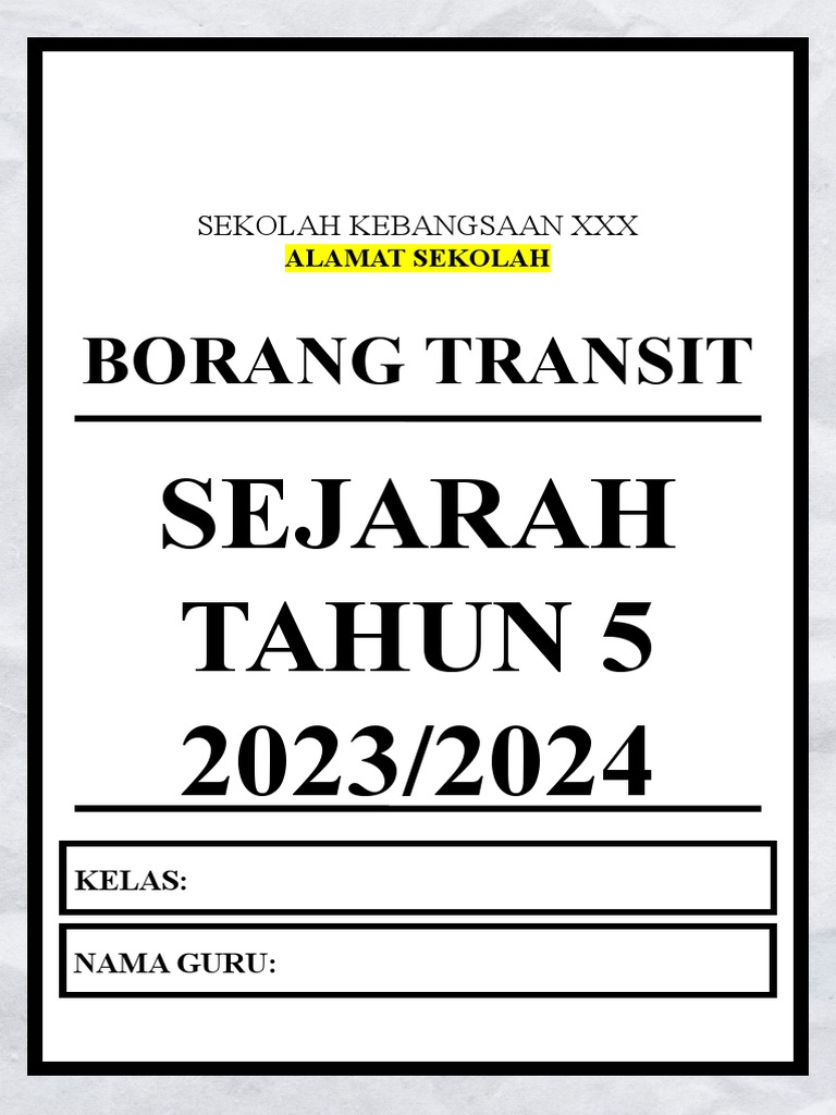 Borang Transit Sejarah Tahun 5 | PDF