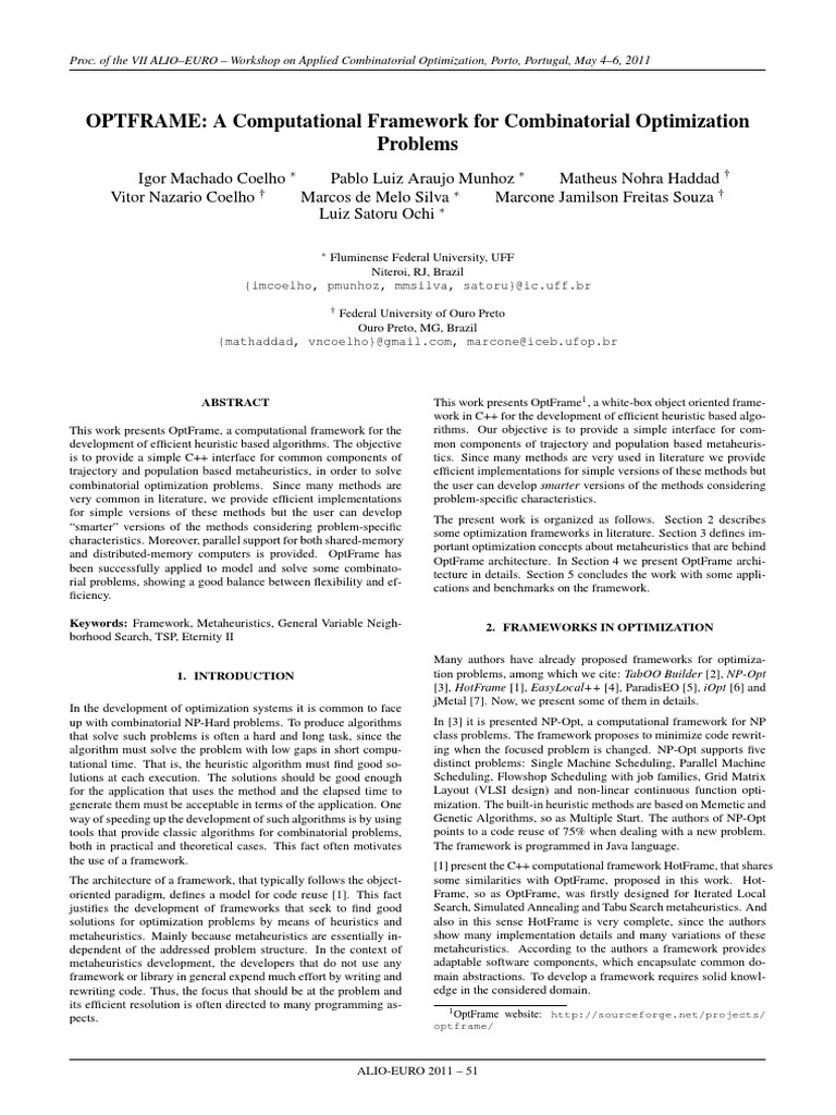A Computational Framework For Combinatorial Optimization Problems Pdf