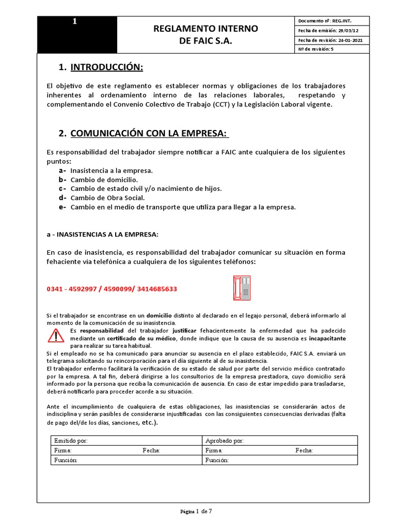 Reg - Int - Reglamento Interno (Rev.5) | PDF | Teléfonos móviles ... Reg - Int - Reglamento Interno (Rev.5) | PDF | Teléfonos móviles ...