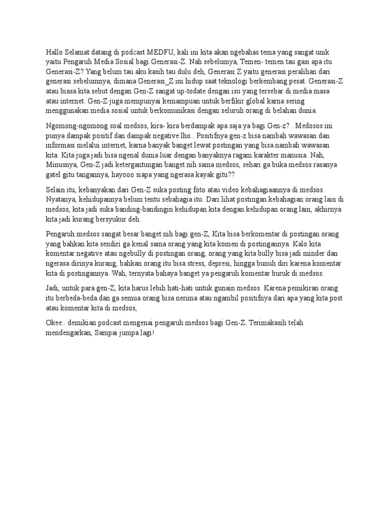 Pengaruh Medsos Bagi Gen-Z | PDF