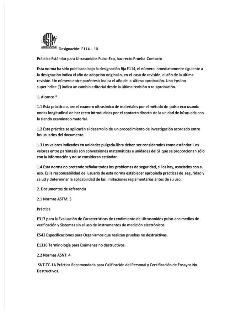 Norma Astm E114 Espaol | PDF | Ultrasonido | Frecuencia
