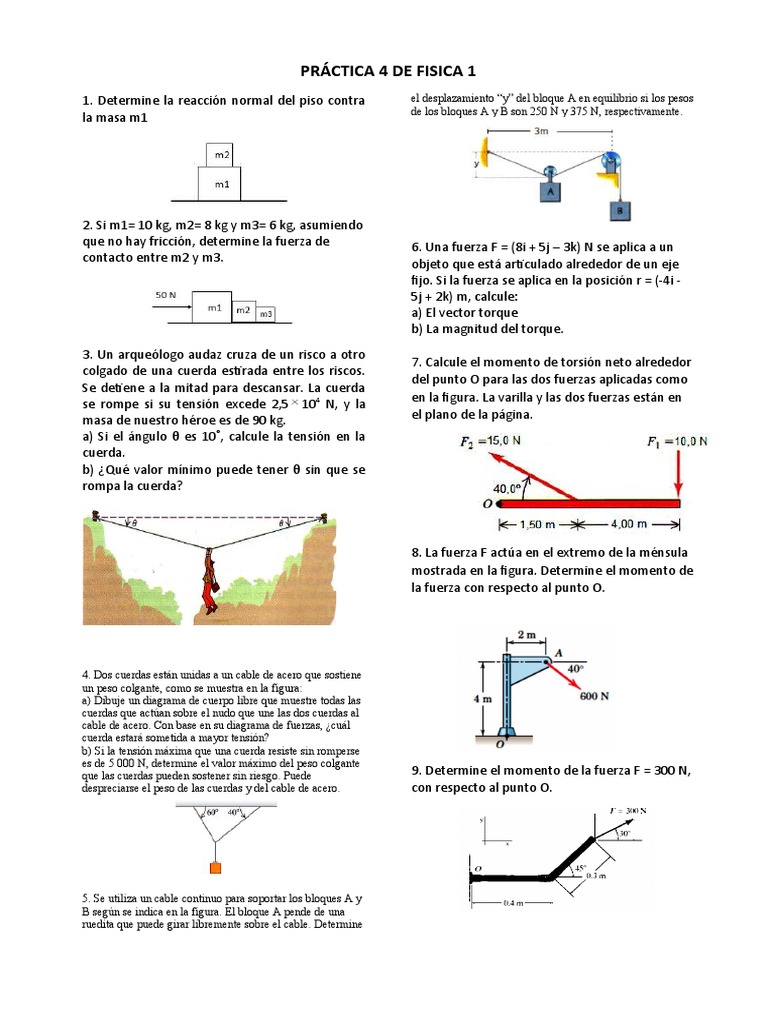 PRACTICA 4 (AAP) - Fisica 1 - Leyes Newton, Estática, Torques | PDF | Fuerza | Esfuerzo de torsión