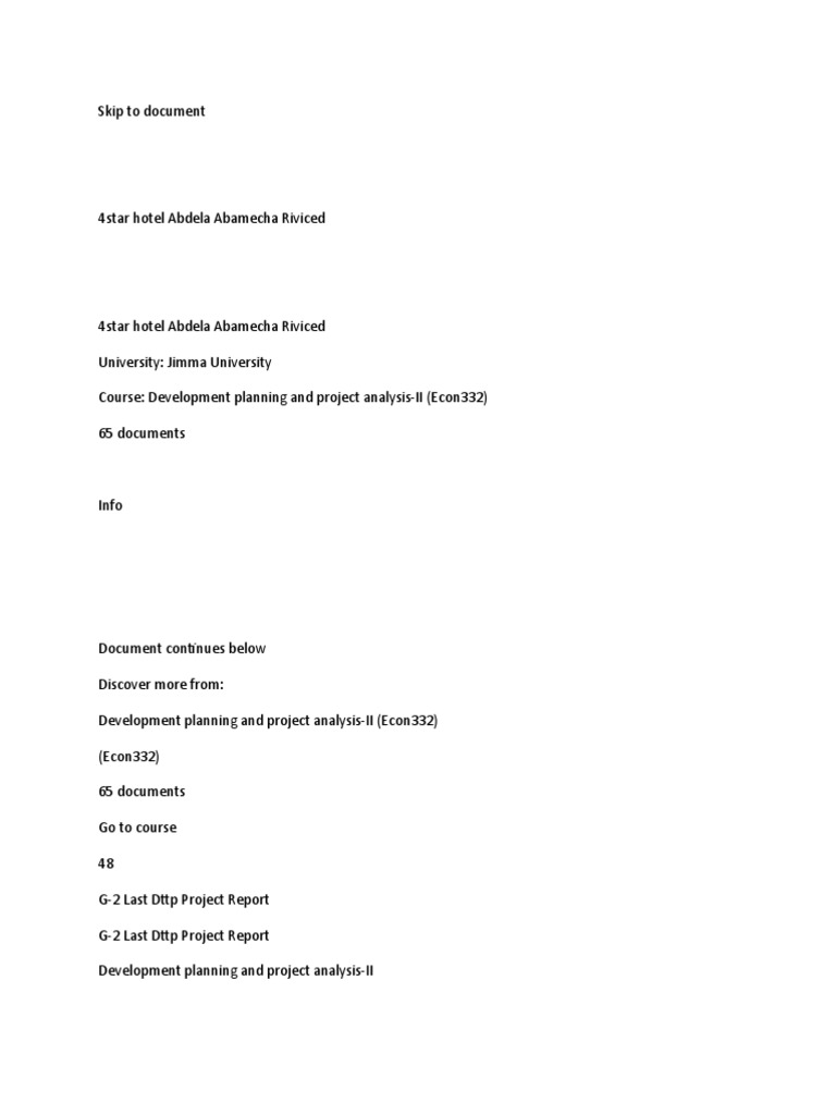 Hotel Proposal | PDF | Tourism | Ethiopia