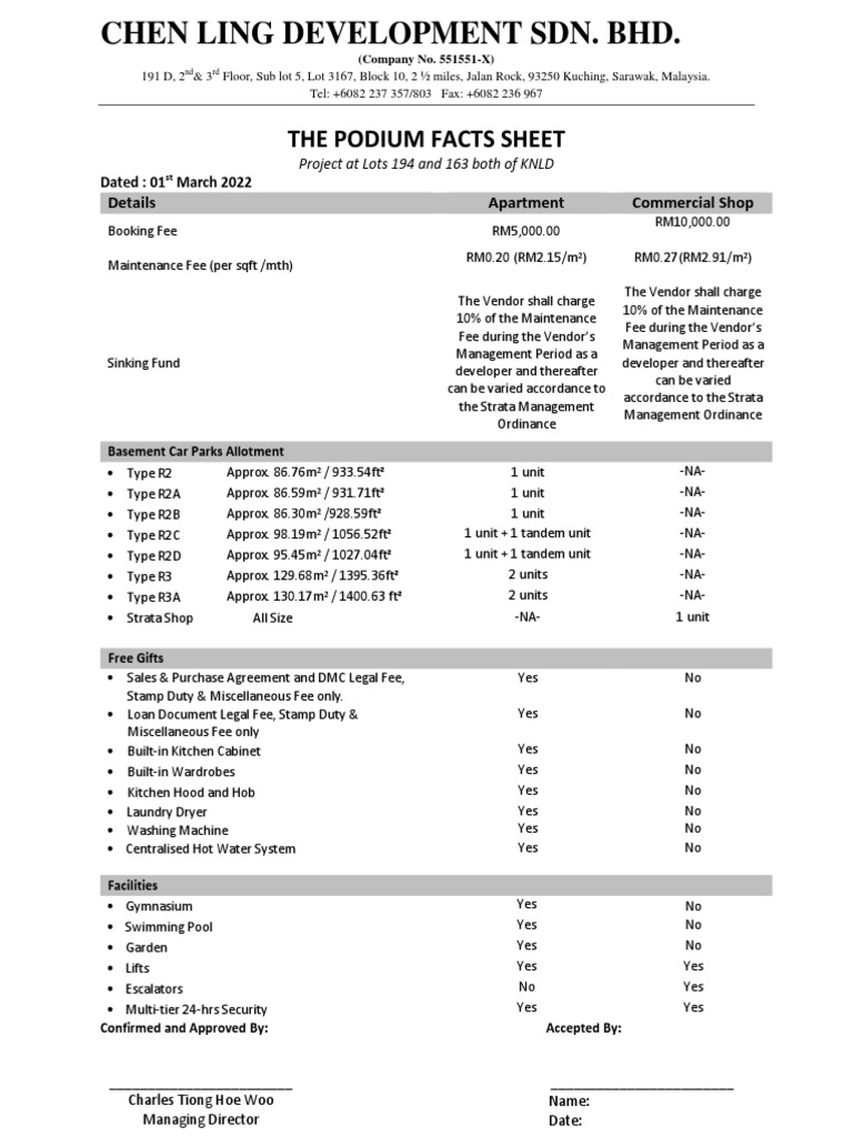 The Podium Facts Sheet Rev 6 010322 | PDF | Home