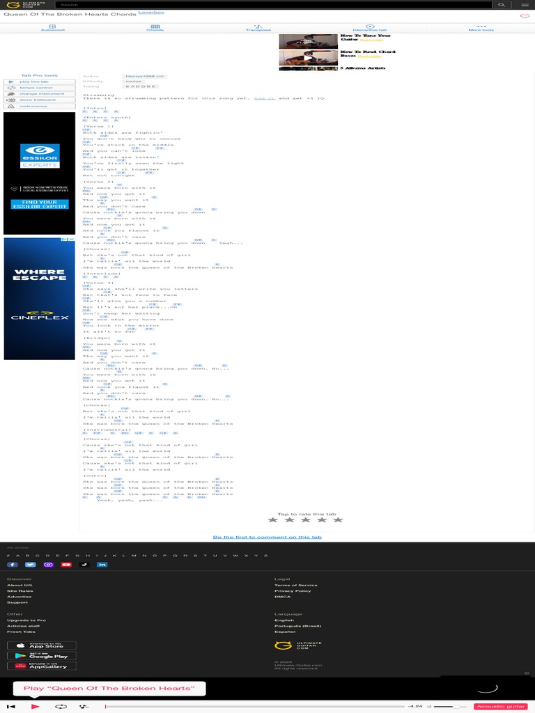 Queen of The Broken Hearts - Loverboy | PDF | Guitar Family Instruments | Guitars
