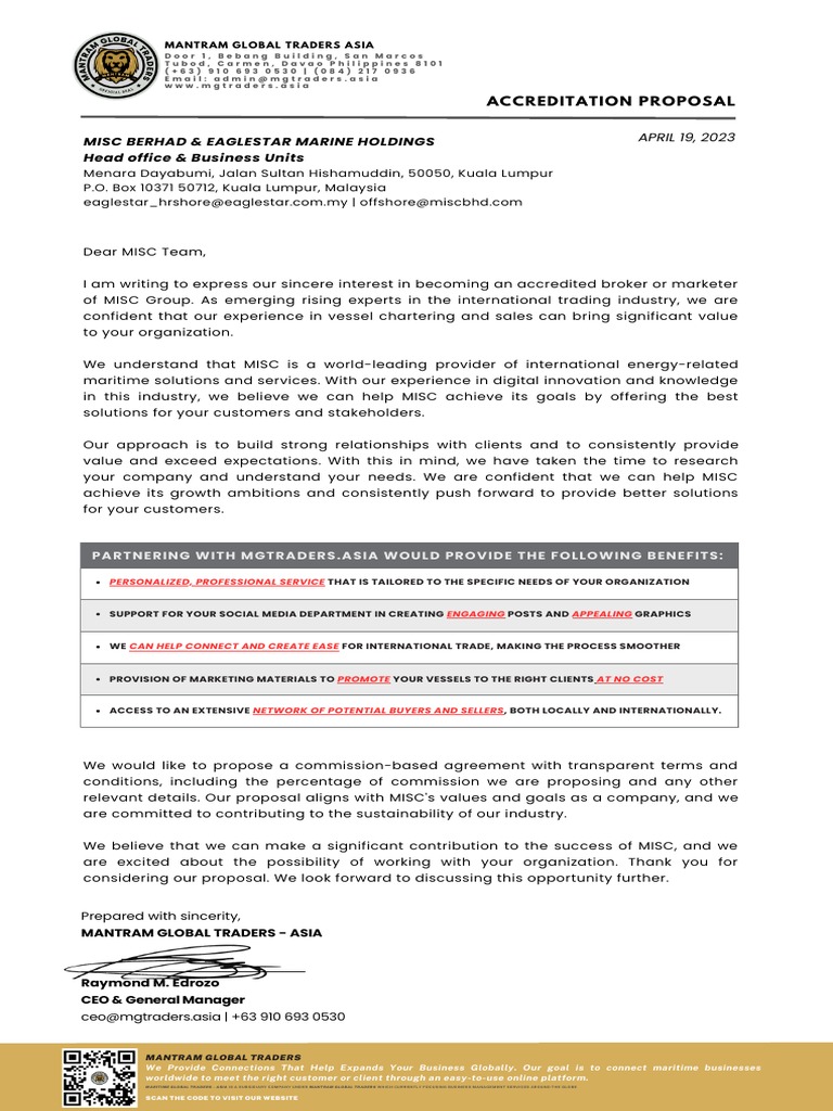 To The MISC Head Office & Management From MGTA | PDF