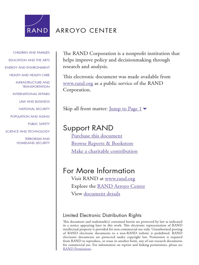 Rand MG1072 | PDF | Evaluation | Rand Corporation