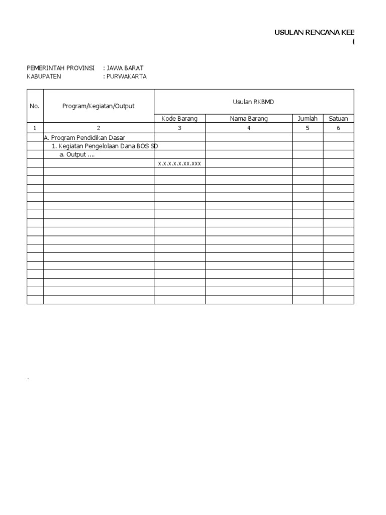 Format Usulan RKBMD RKPBMD 2024 | PDF