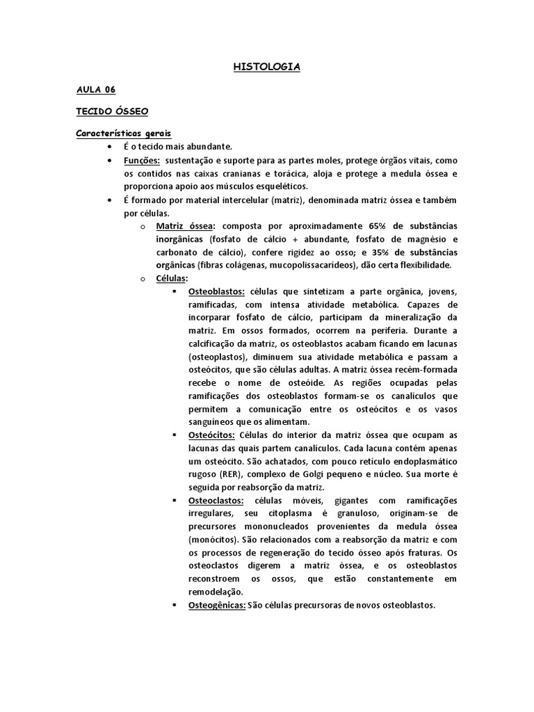 Aula 06 - Tecido Ósseo | PDF | Osso | Anatomia