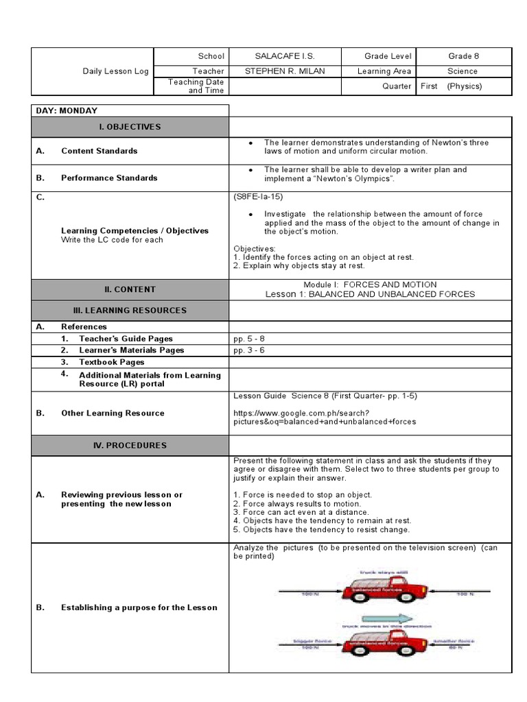 1ST Quarter Science Grade 8 | PDF | Force | Inertia