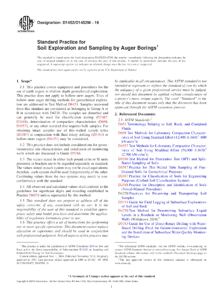 Astm D1452 - D1452M-16 | PDF