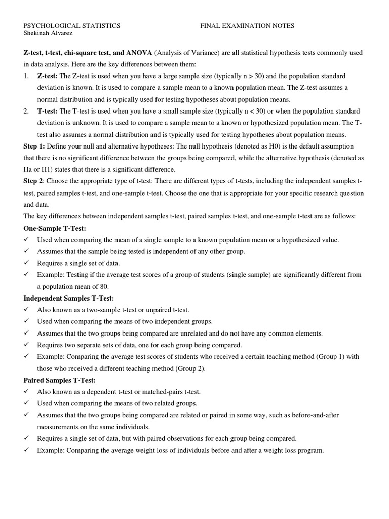 Psych Stats Reviewer | PDF | Chi Squared Test | Statistical Hypothesis ...