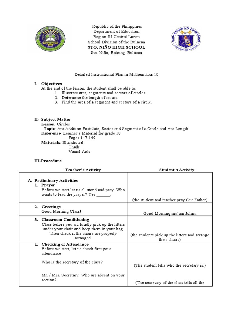 Lesson Plan Arc Addition Postulate | PDF
