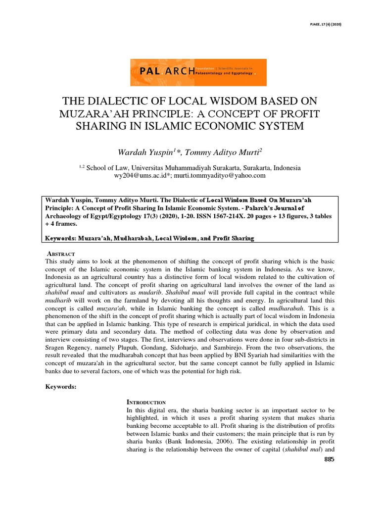 The Dialectic of Local Wisdom Based On Muzara'Ah Principle: A Concept ...