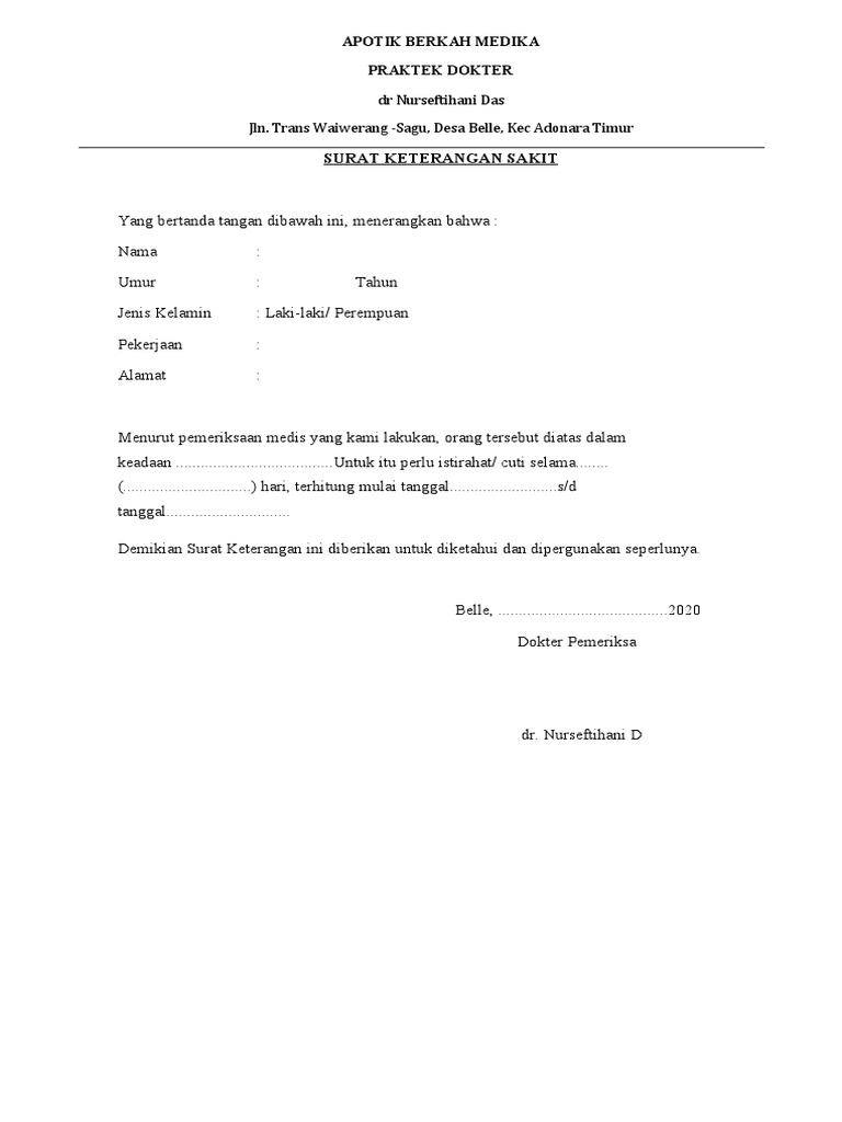APOTIK Surat Sakit | PDF