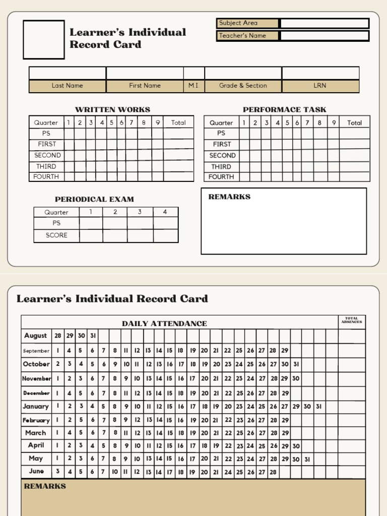 Learners Individual Record Card | PDF