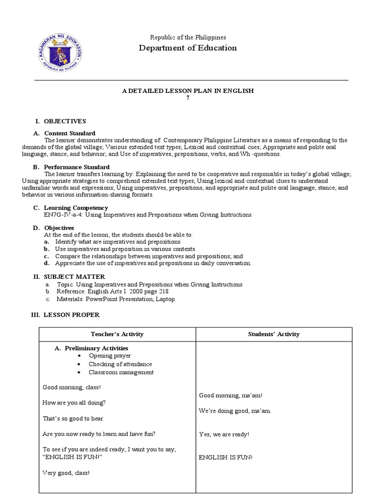 Using Imperatives and Prepositions When Giving Instructions | PDF