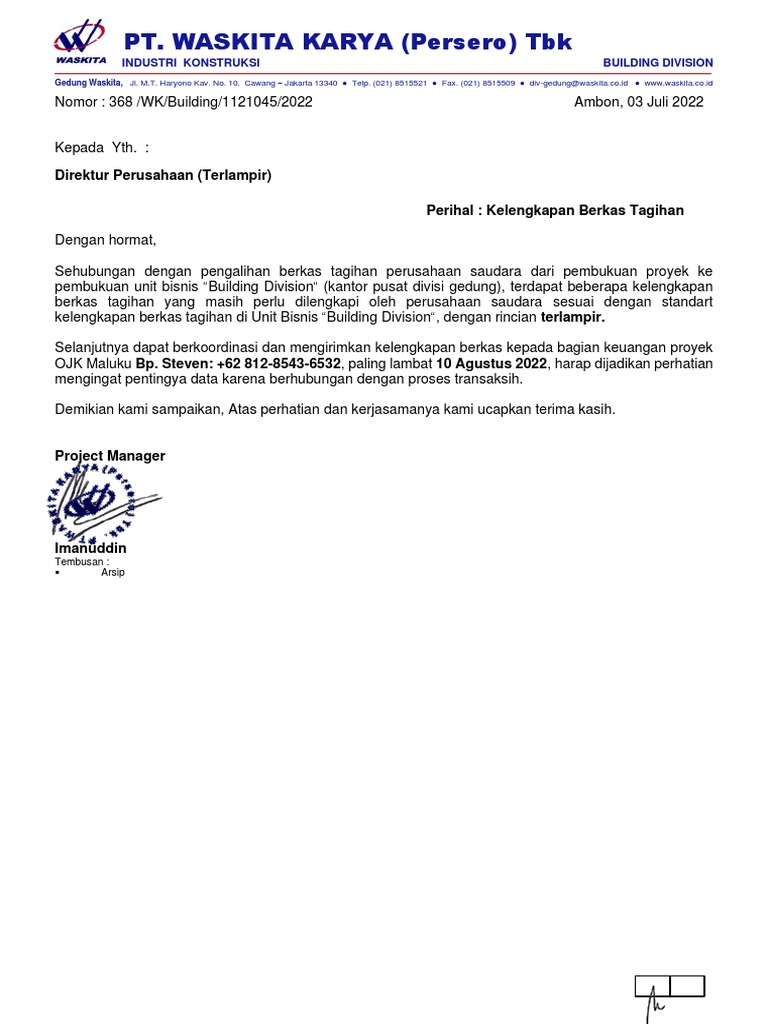 Surat Kelengkapan Tagihan | PDF