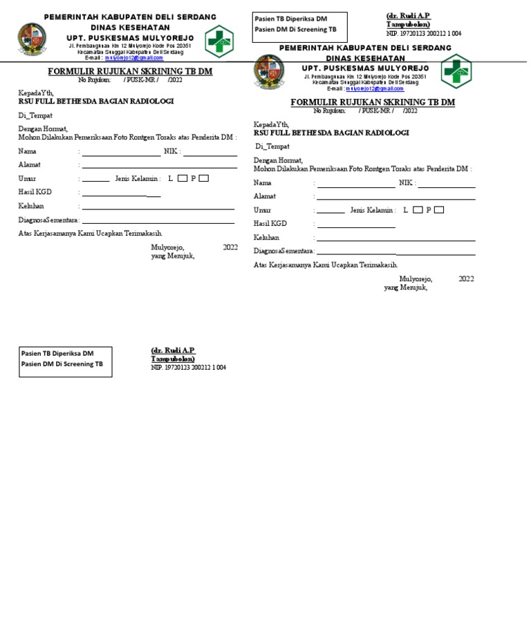 Formulir Rujukan TB DM | PDF