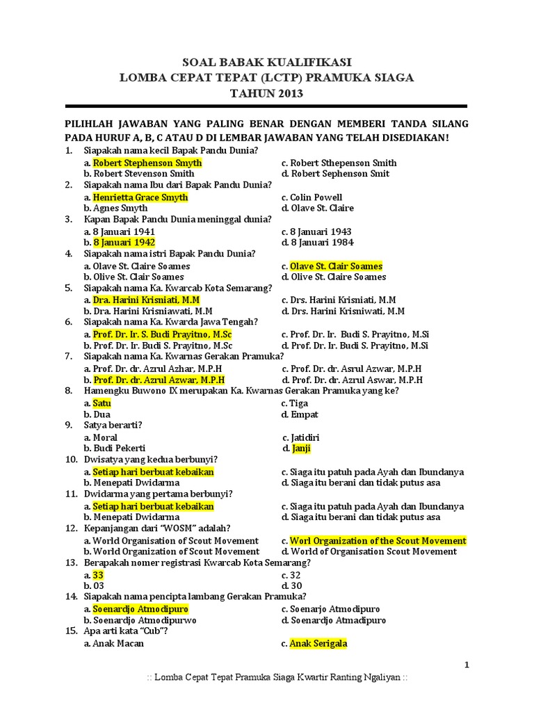 Bank Soal LCTP Siaga | PDF