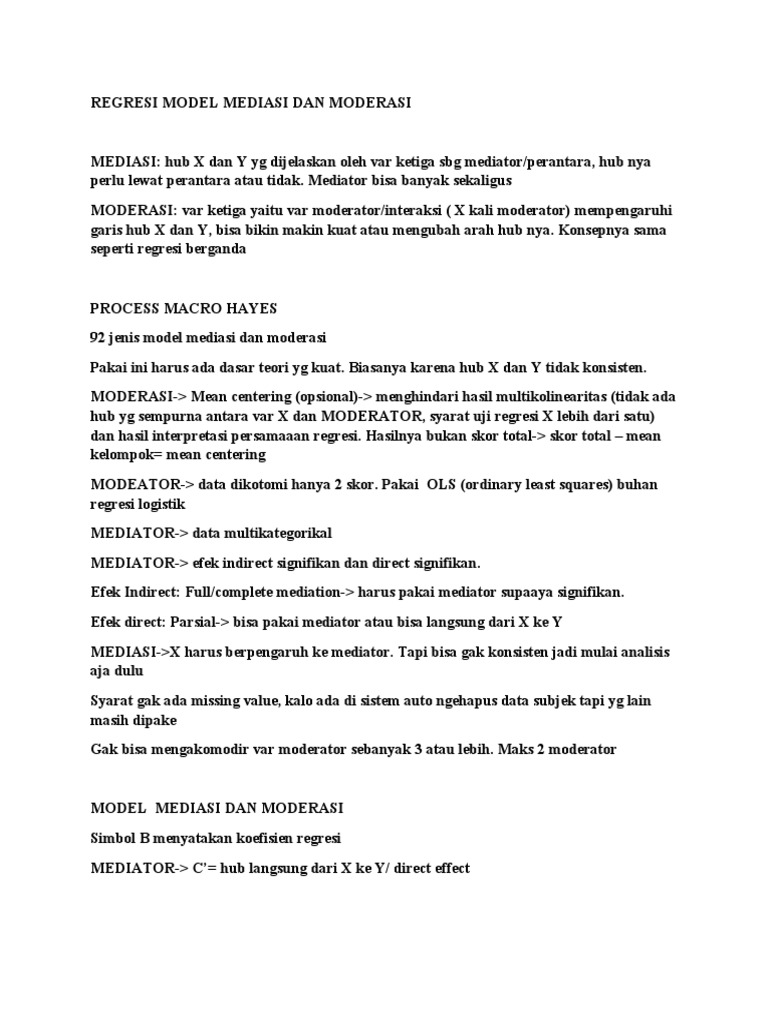 Model Mediasi dan Moderasi dalam Regresi | PDF | Karier & Perkembangan ...