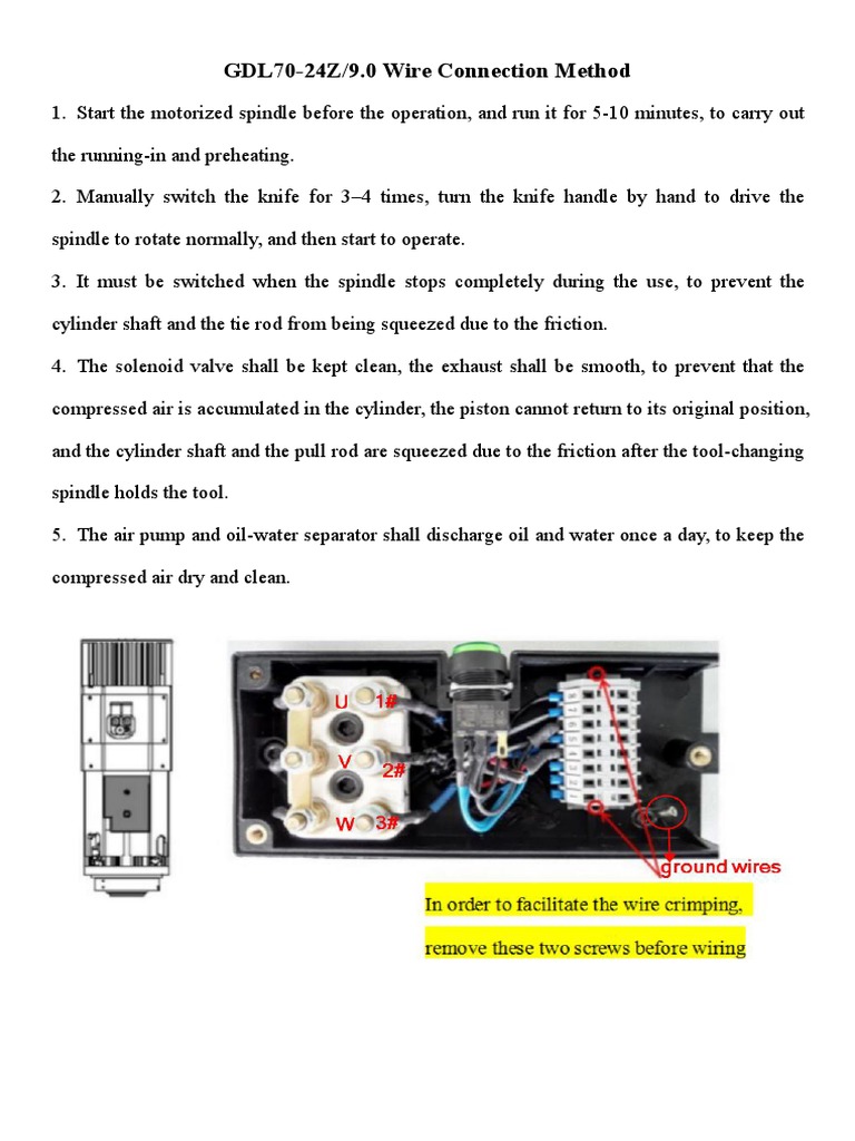 Han-Qi HQD GDL70-24Z Spindle Wire Connection Method | PDF