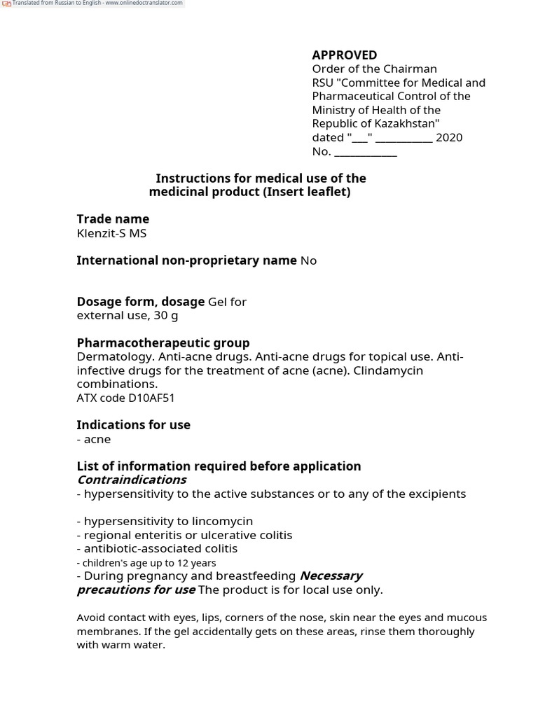 Klenzit-S MS Gel: Usage & Composition | PDF | Topical Medication ...