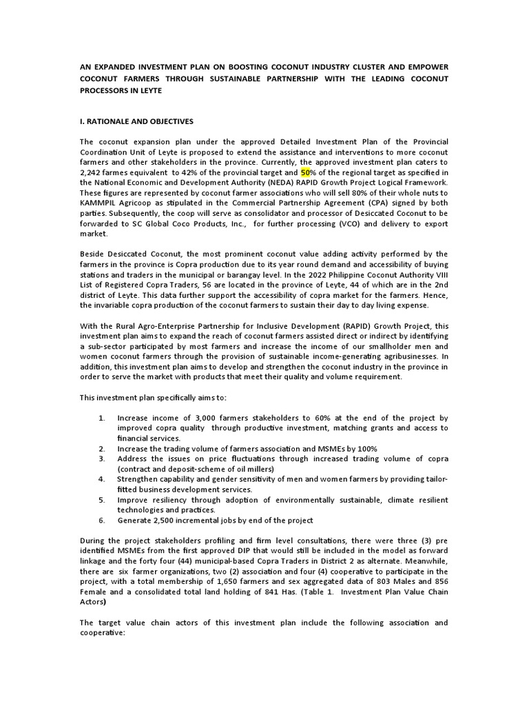Concept Note Expanded DIP | PDF | Coconut | Coconut Oil