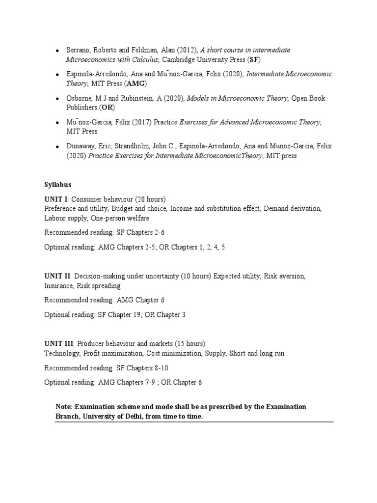 Inter Micro Syllabus | PDF