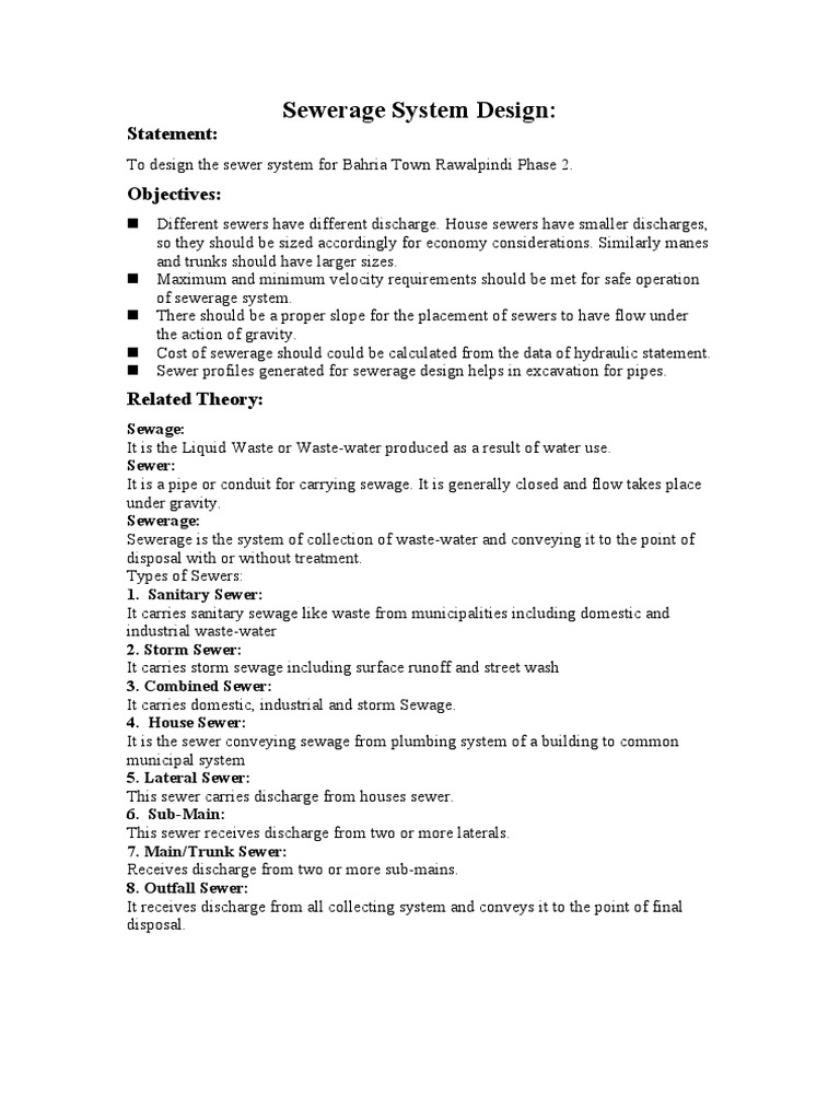 Sewage System Design | PDF | Sanitary Sewer | Sewerage