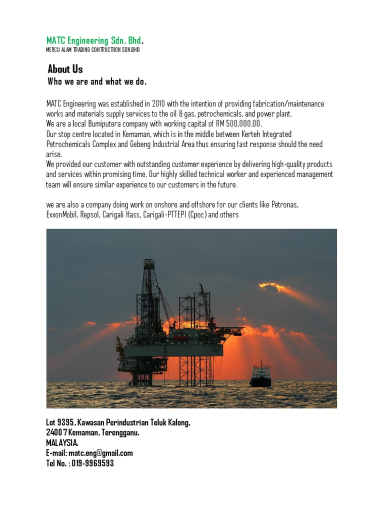 MATC Engineering SDN - BHD Profile | PDF | Technology & Engineering