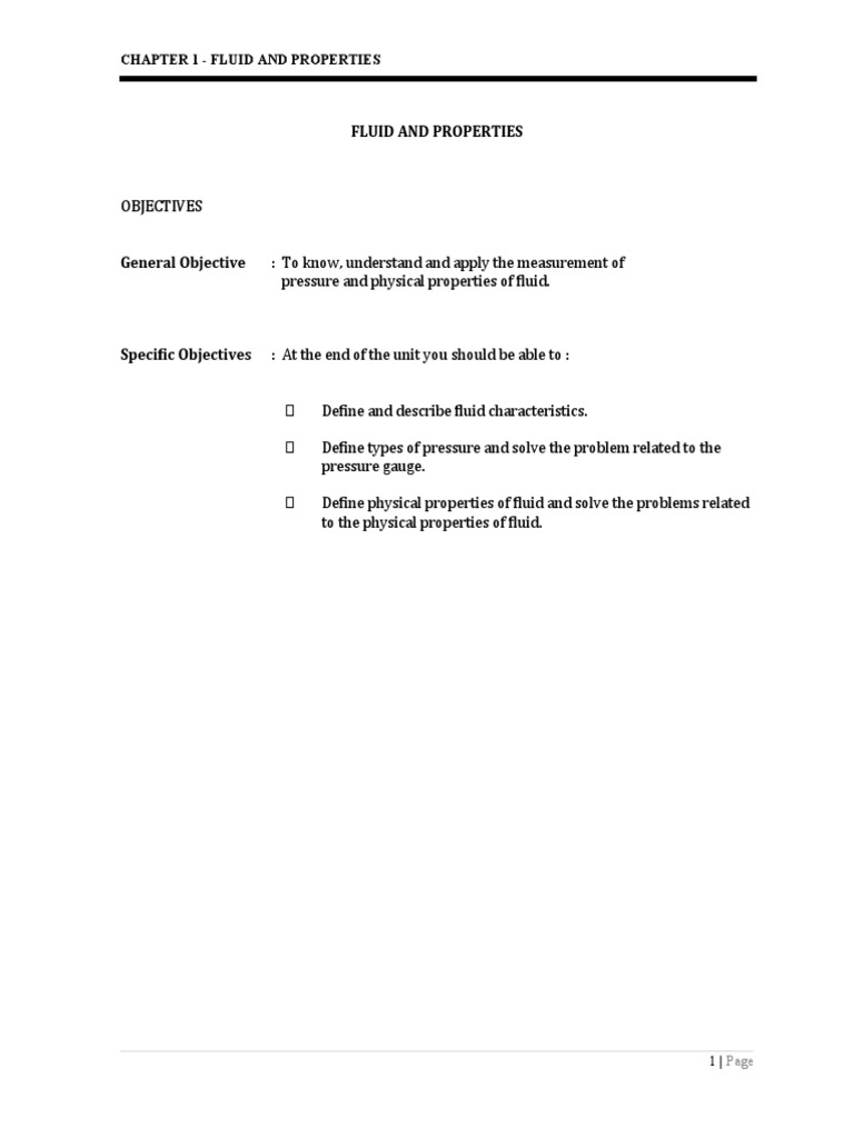 Chapter 1 Fluid PDF Pressure Pressure Measurement