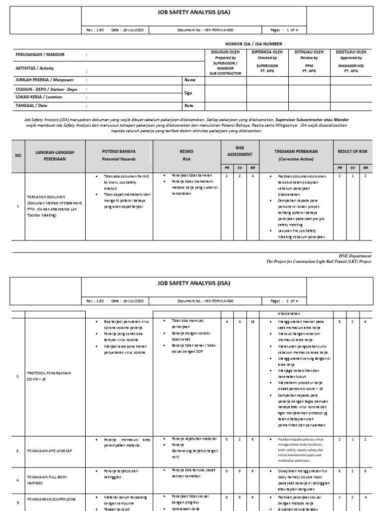 JSA Instal-Uninstal Scaffolding | PDF