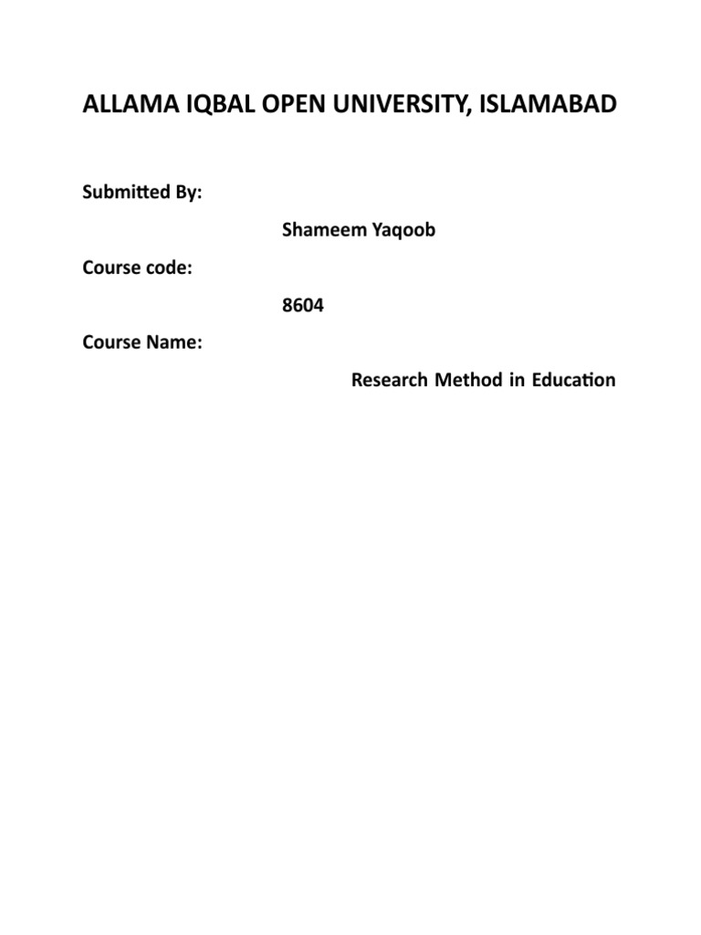 Allama Iqbal Open University, Islamabad | PDF | Methodology ...
