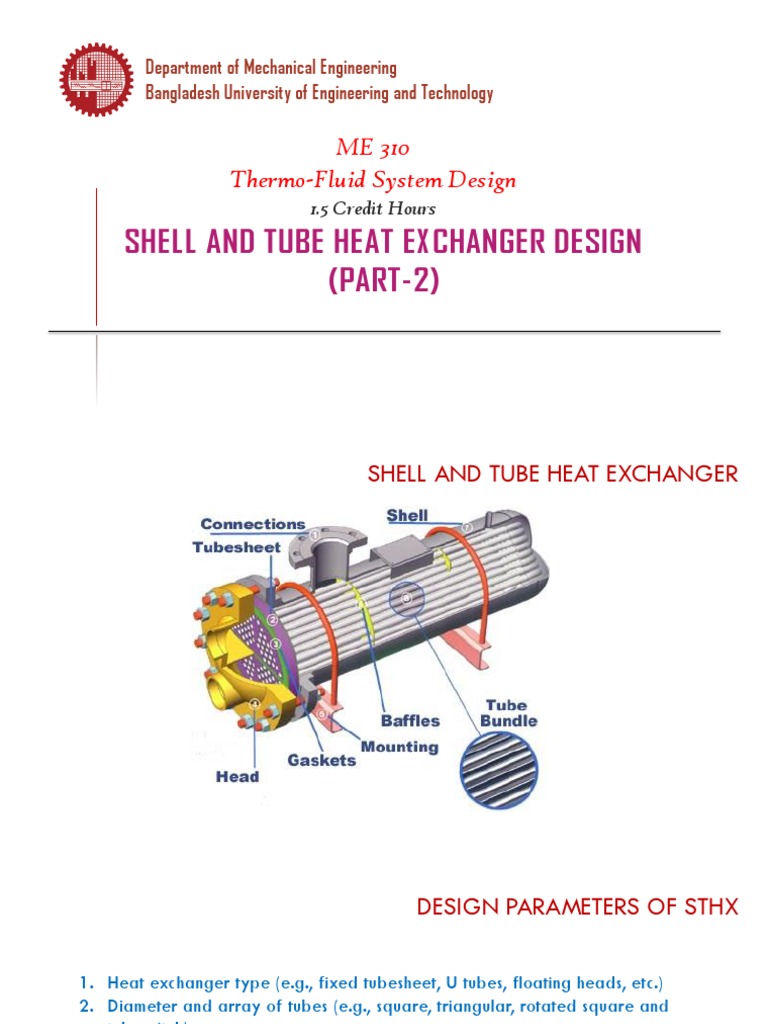 Lec 5 Shell and Tube Heat Exchanger Part 2 Final | PDF | Heat Exchanger ...