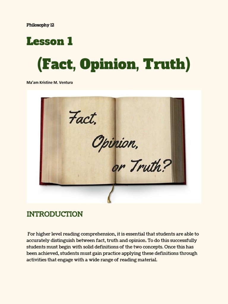 Distinguishing Fact, Opinion, Truth | PDF