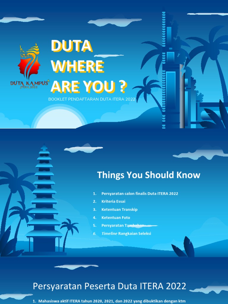 BOOKLET Pendaftaran Duta ITERA 2022 | PDF