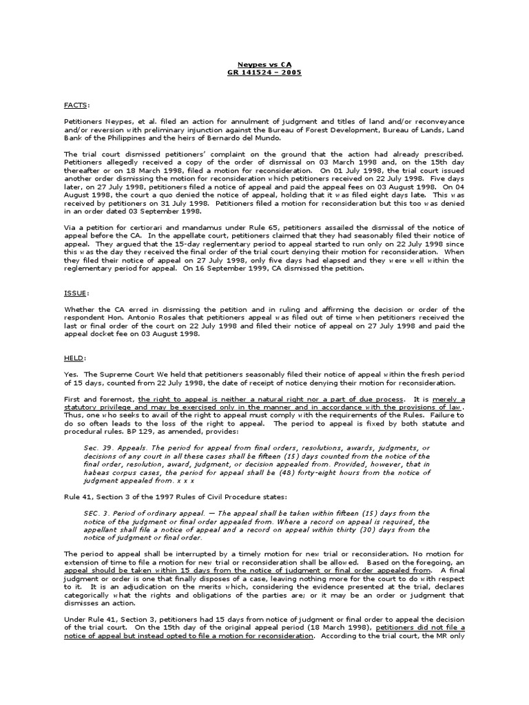 CivPro2 Case Digests As of 08-17-2023 | PDF | Judgment (Law) | Appeal