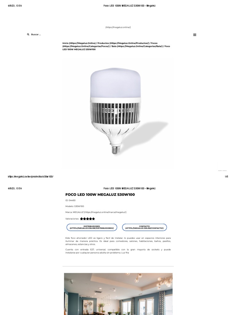 Foco LED 100W MEGALUZ S30W100 - Megaluz 1 | PDF | Diodo emisor de luz ...