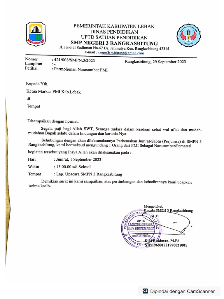 Surat Permohonan Pemateri PMI | PDF