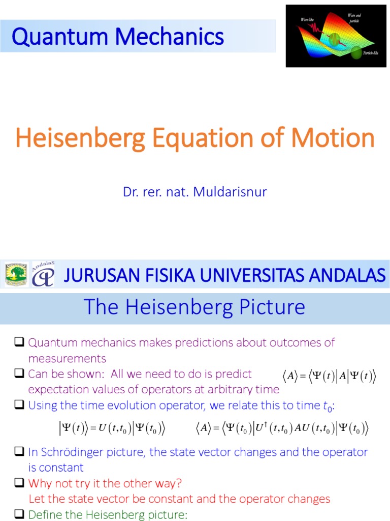 Lecture 4 Heisenberg Equation of Motion | PDF | Schrödinger Equation ...