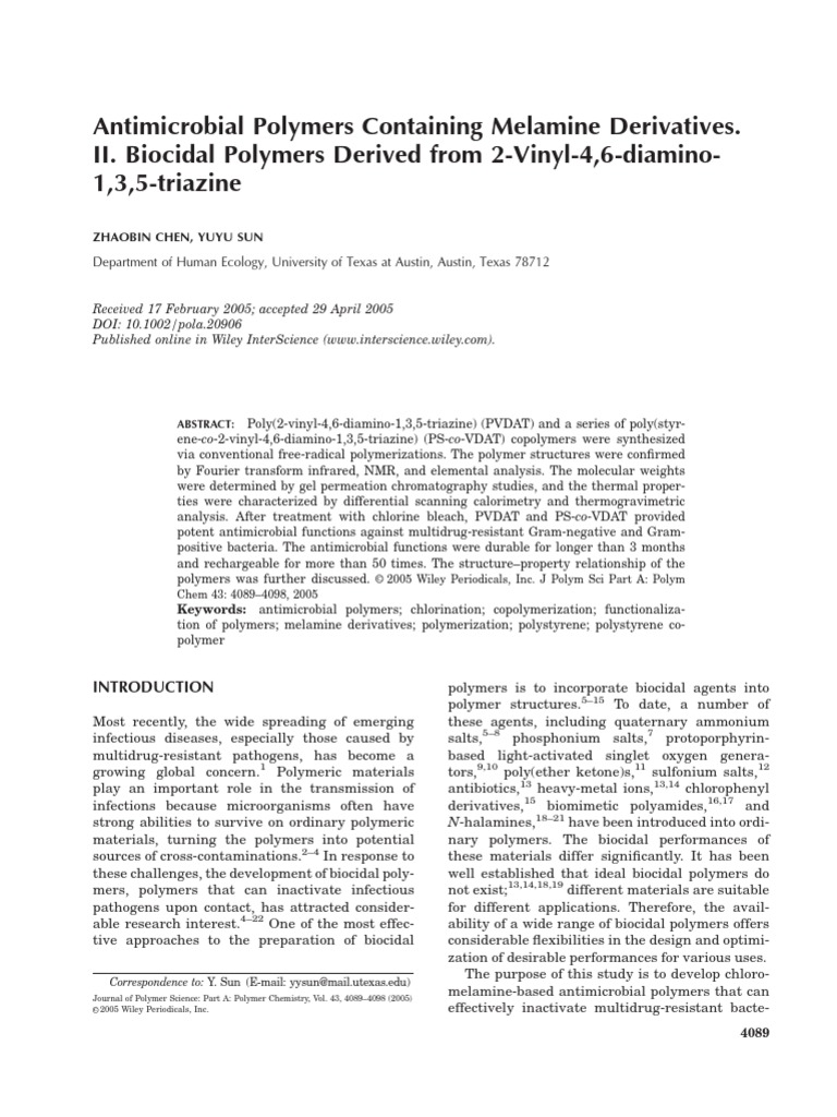 Chen 2005 | PDF | Copolymer | Polymerization