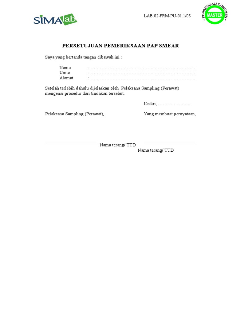 Lab.02 FRM Pu 01.1 05 Inform Concern Pap Smear. | PDF