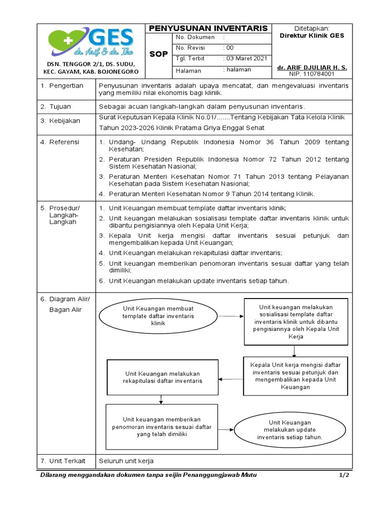 SOP Penyusunan Inventaris | PDF | Pengelolaan Keuangan & Uang