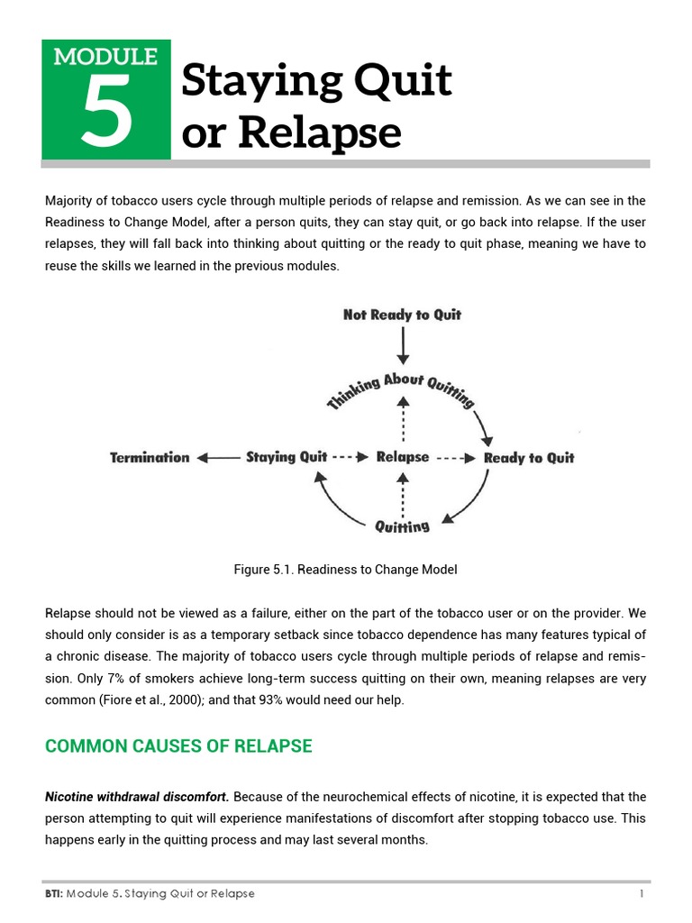 Module 5. Staying Quit or Relapse | PDF | Tobacco Smoking | Addiction Module 5. Staying Quit or Relapse | PDF | Tobacco Smoking | Addiction